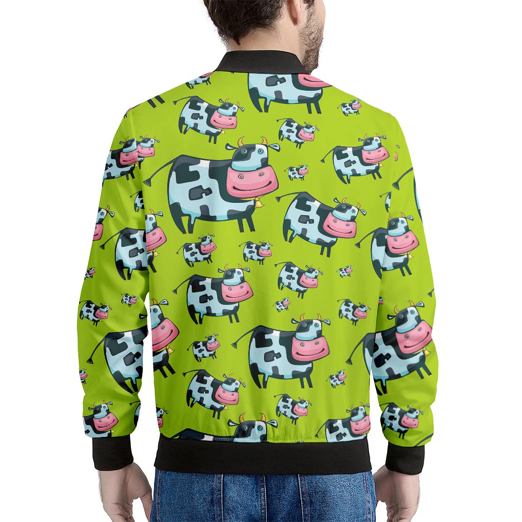 Cartoon Smiley Cow Pattern Print Men's Bomber Jacket – GearFrost