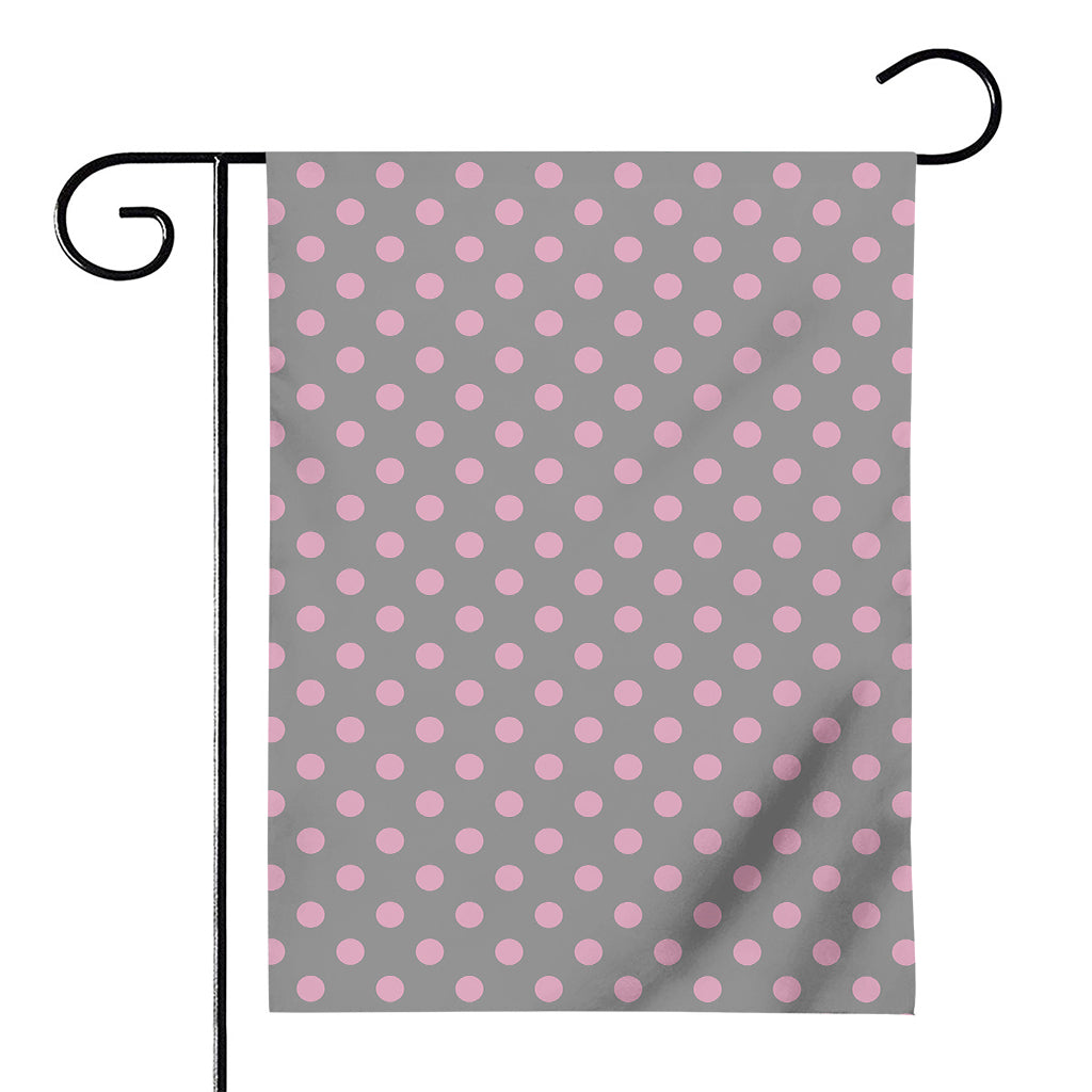 Grey And Pink Polka Dot Pattern Print House Flag – GearFrost