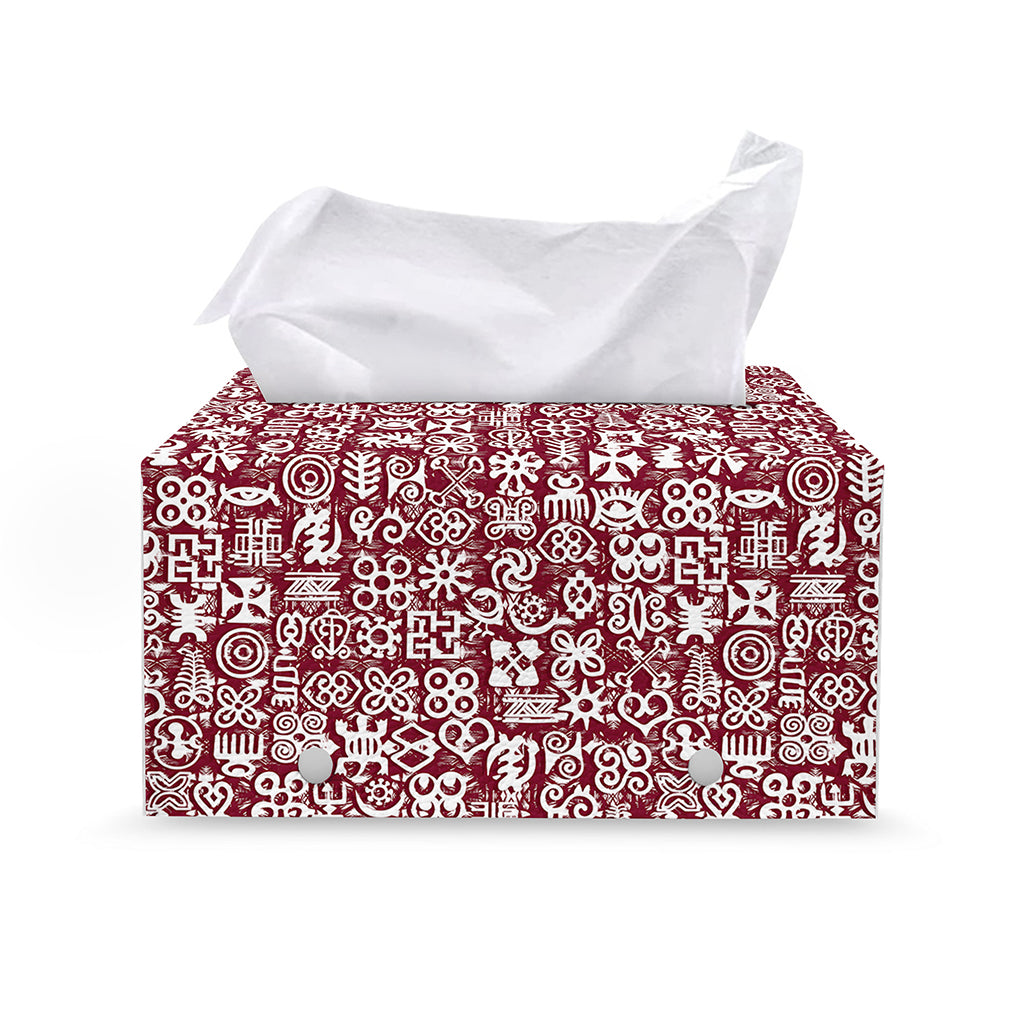 Red African Adinkra Tribe Symbols Leather Tissue Box Cover – GearFrost