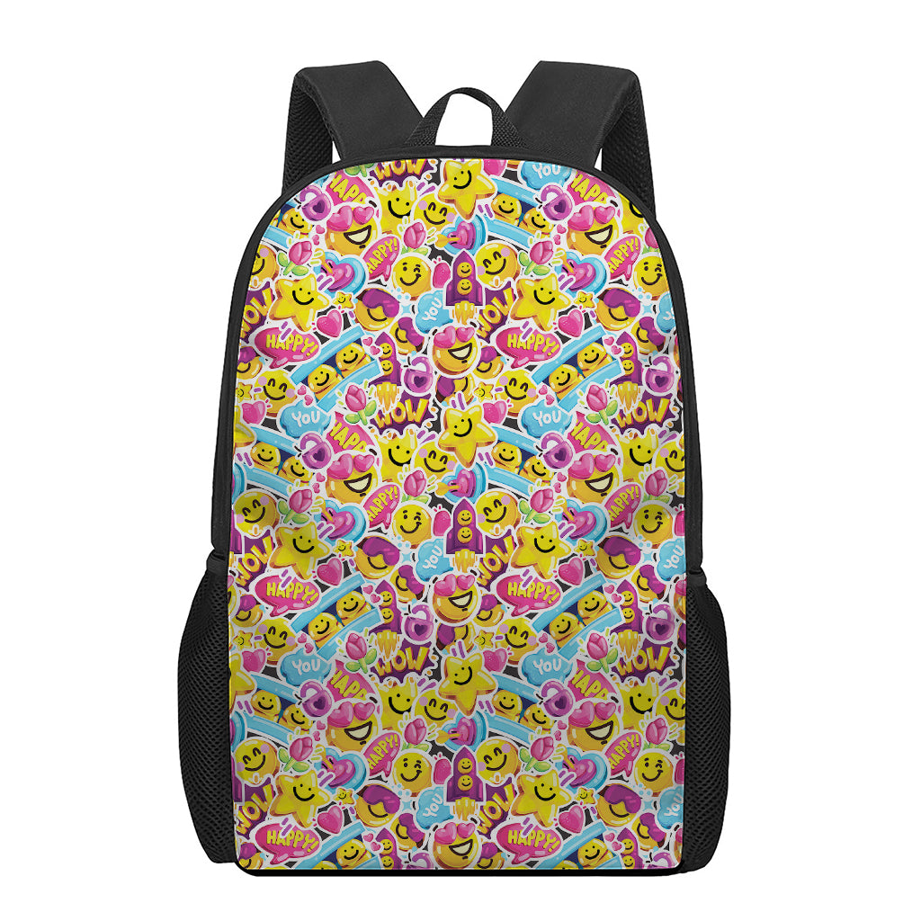 Smiley Faces Emoji Pattern Print 17 Inch Backpack – GearFrost