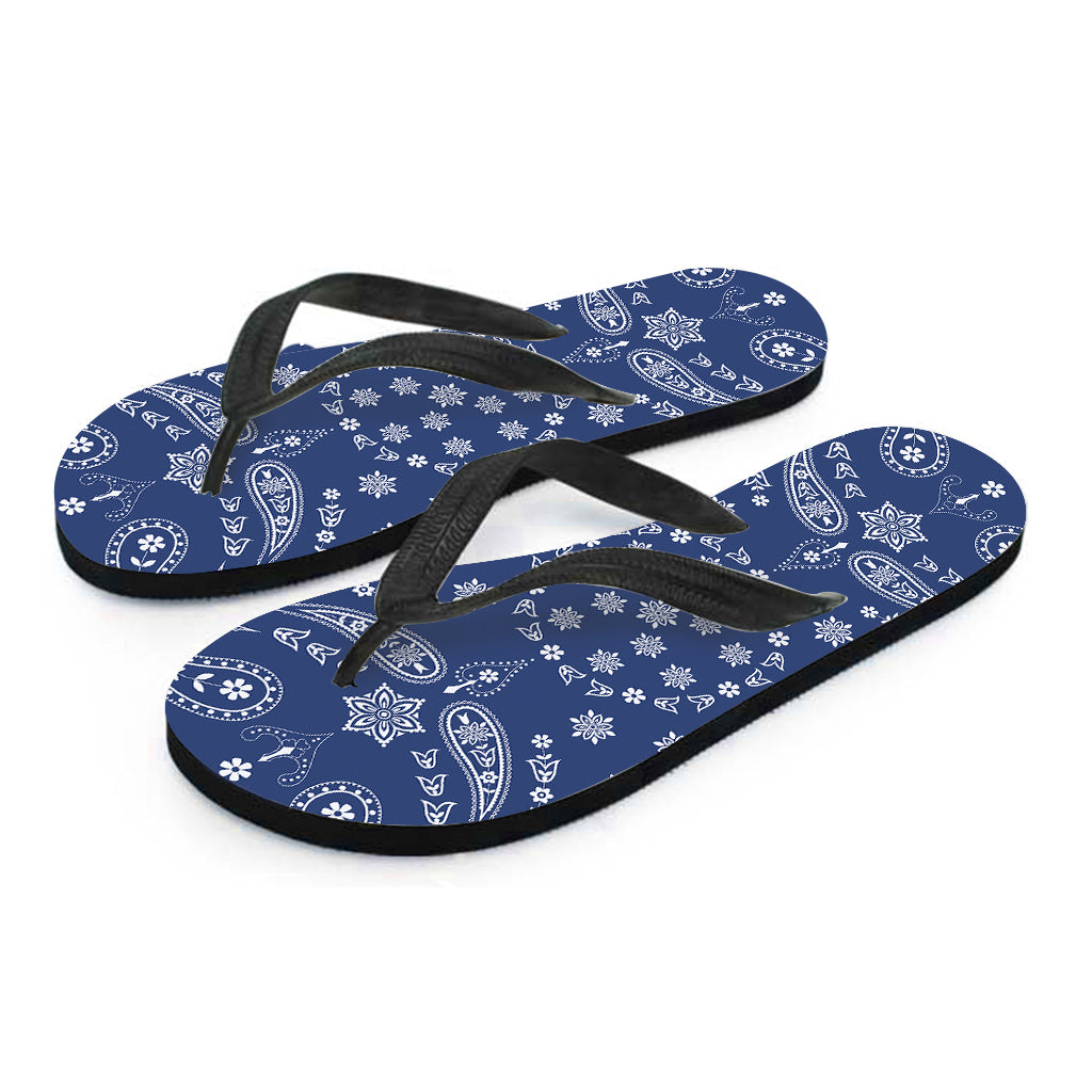 Blue Paisley Bandana Print Flip Flops – GearFrost
