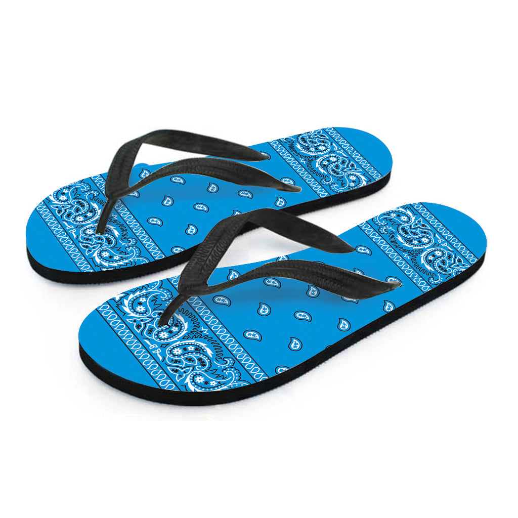 Light Blue Paisley Bandana Print Flip Flops – GearFrost