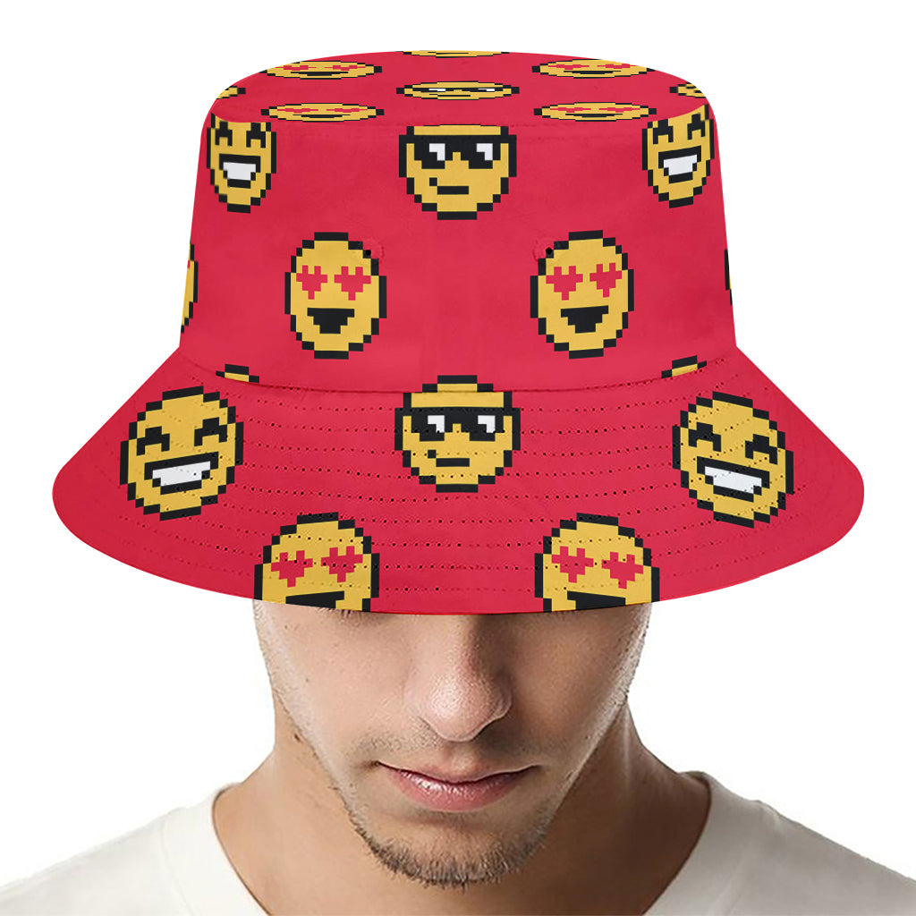 8-Bit Emoji Pattern Print Bucket Hat – GearFrost
