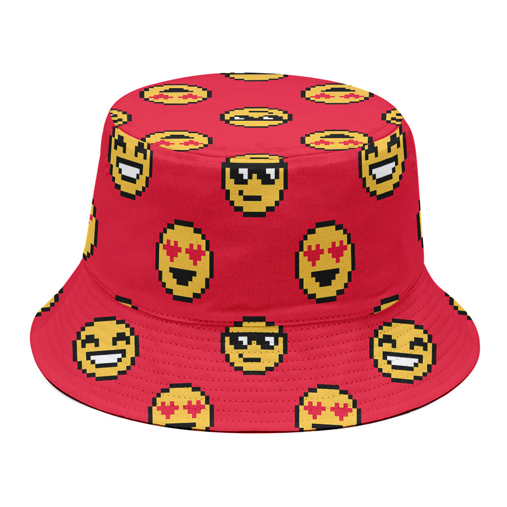8-Bit Emoji Pattern Print Bucket Hat – GearFrost