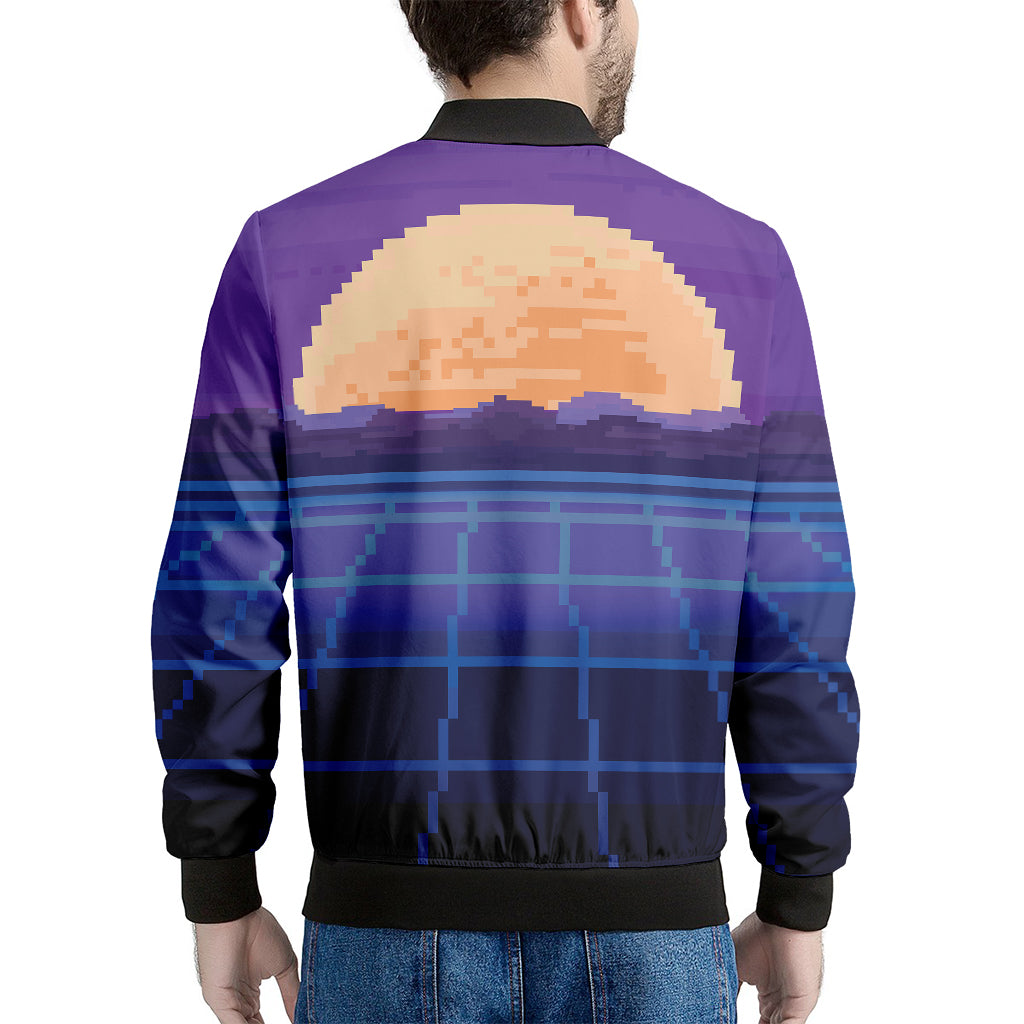 8-Bit Pixel Digital Landscape Print Men's Bomber Jacket – GearFrost