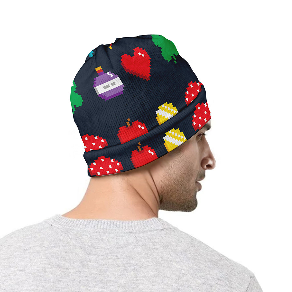 8-Bit Pixel Game Items Print Beanie – GearFrost
