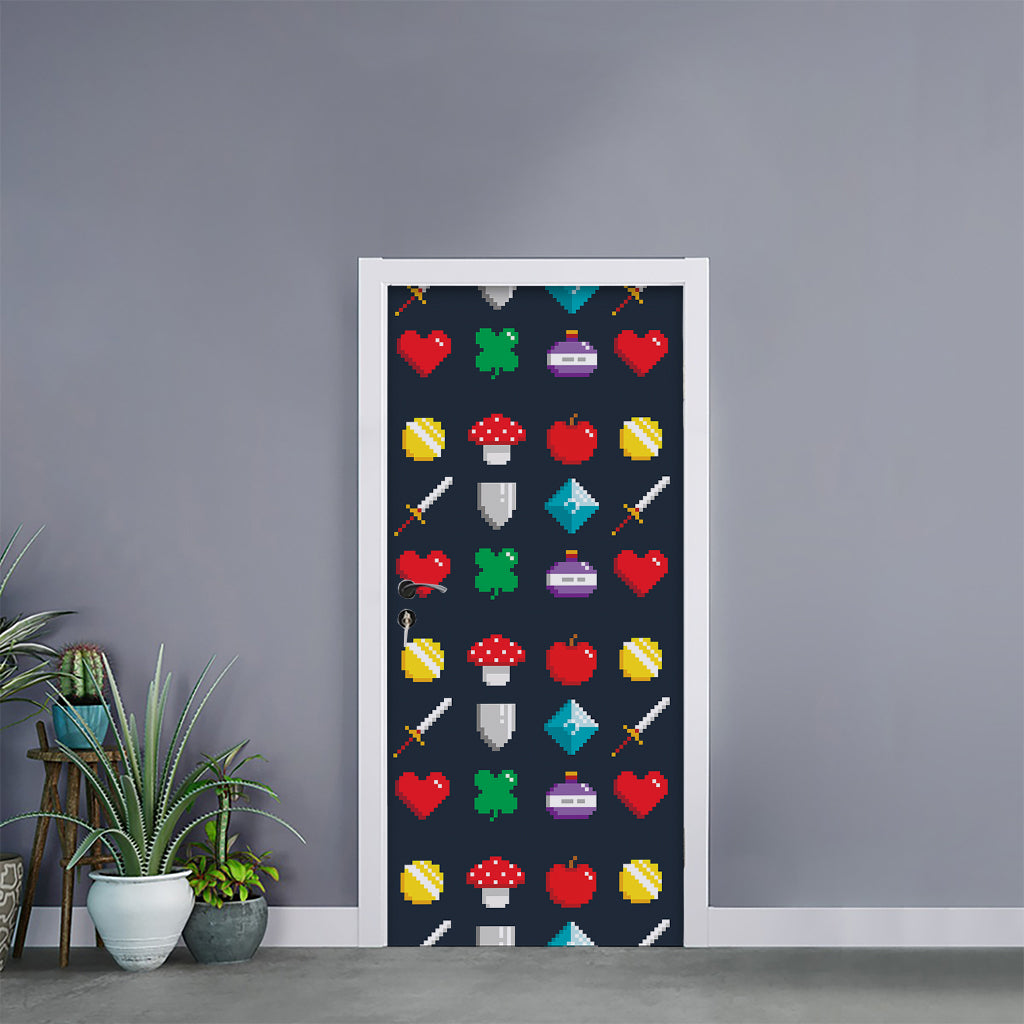 8-Bit Pixel Game Items Print Door Sticker – GearFrost