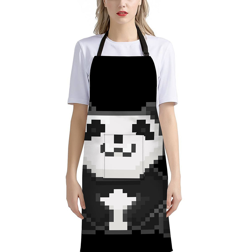 8-Bit Pixel Panda Print Bib Apron With Pocket – GearFrost