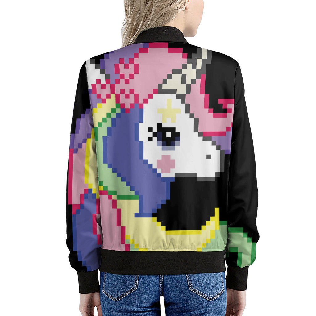 8-Bit Pixel Unicorn Print Women's Bomber Jacket – GearFrost