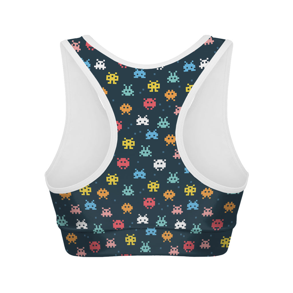 8-Bit Video Game Monsters Pattern Print Women's Sports Bra – GearFrost