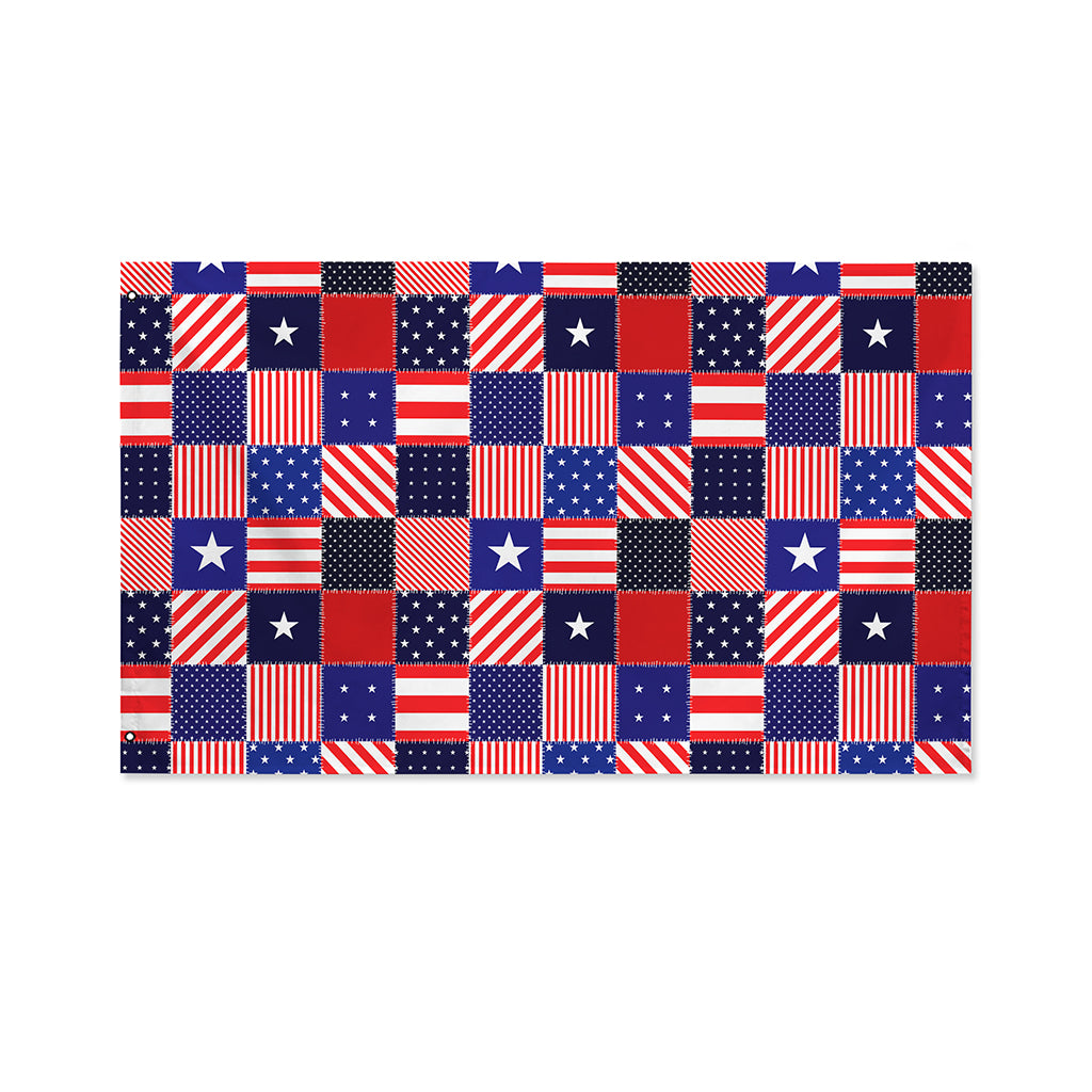 American Patriotic Patchwork Print Polyester Flag – GearFrost