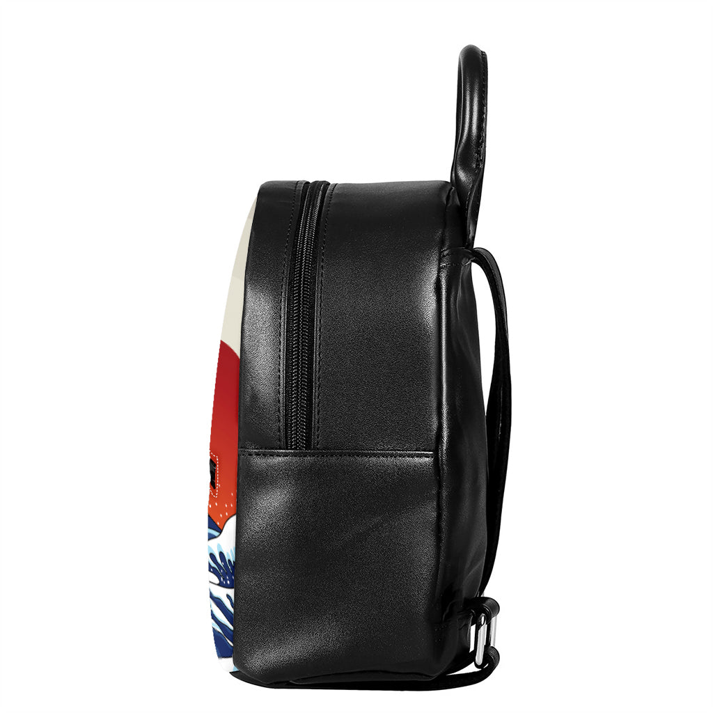 Ancient Great Japanese Wave Print Leather Backpack – GearFrost