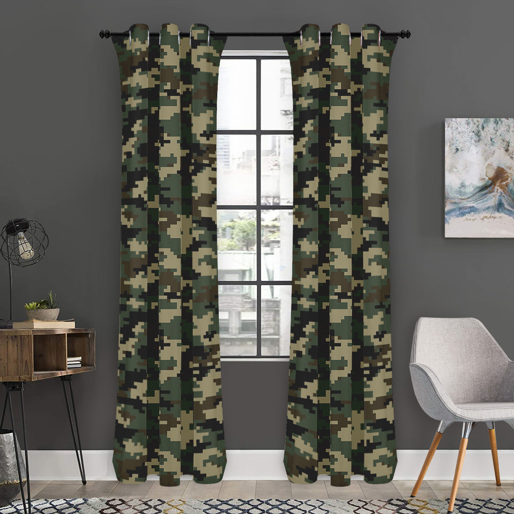 Army Green Digital Camo Pattern Print Grommet Curtain Panels – GearFrost