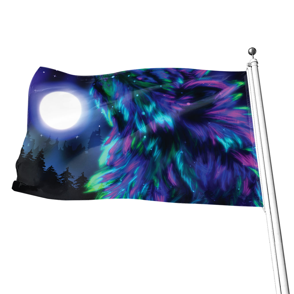 Aurora Howling Wolf Spirit Print Flag – GearFrost