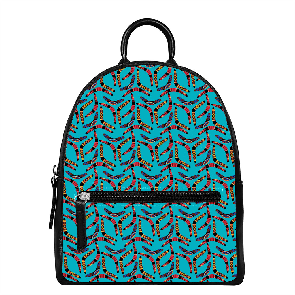 Australian Aboriginal Boomerang Print Leather Backpack – GearFrost