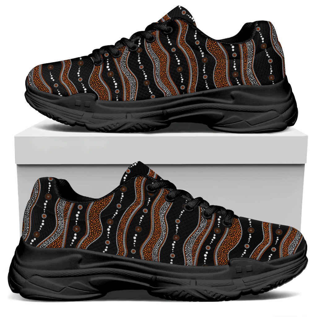 Australian Aboriginal Indigenous Print Black Chunky Shoes – GearFrost