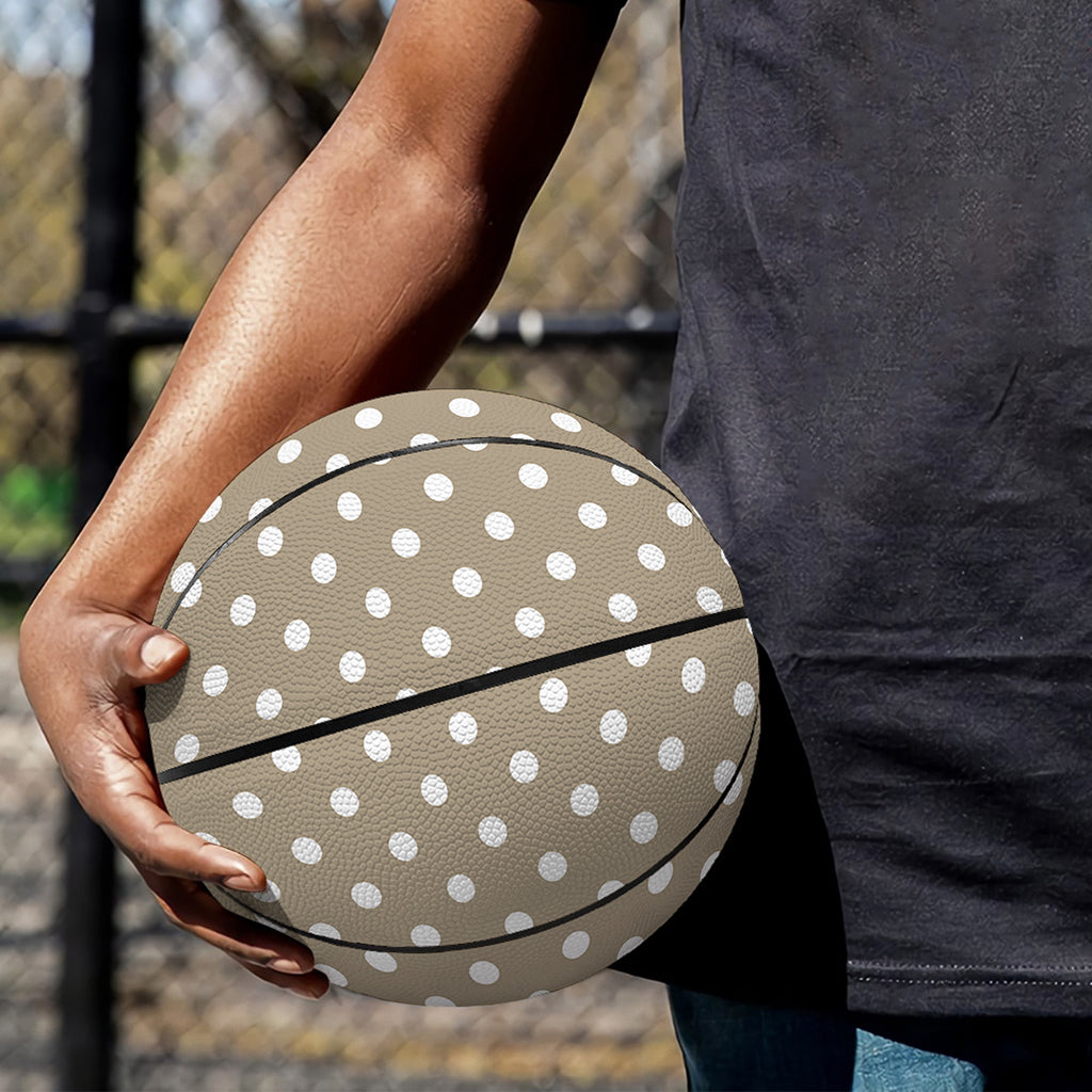 Beige And White Polka Dot Pattern Print Basketball – GearFrost