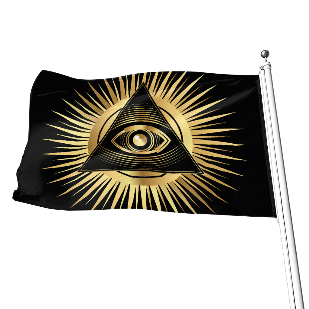 Black And Gold Eye of Providence Print Flag – GearFrost