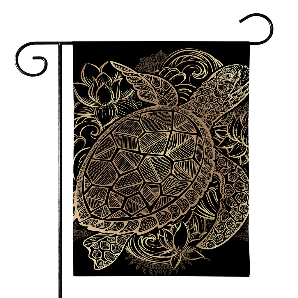 Black And Gold Sea Turtle Print House Flag – GearFrost