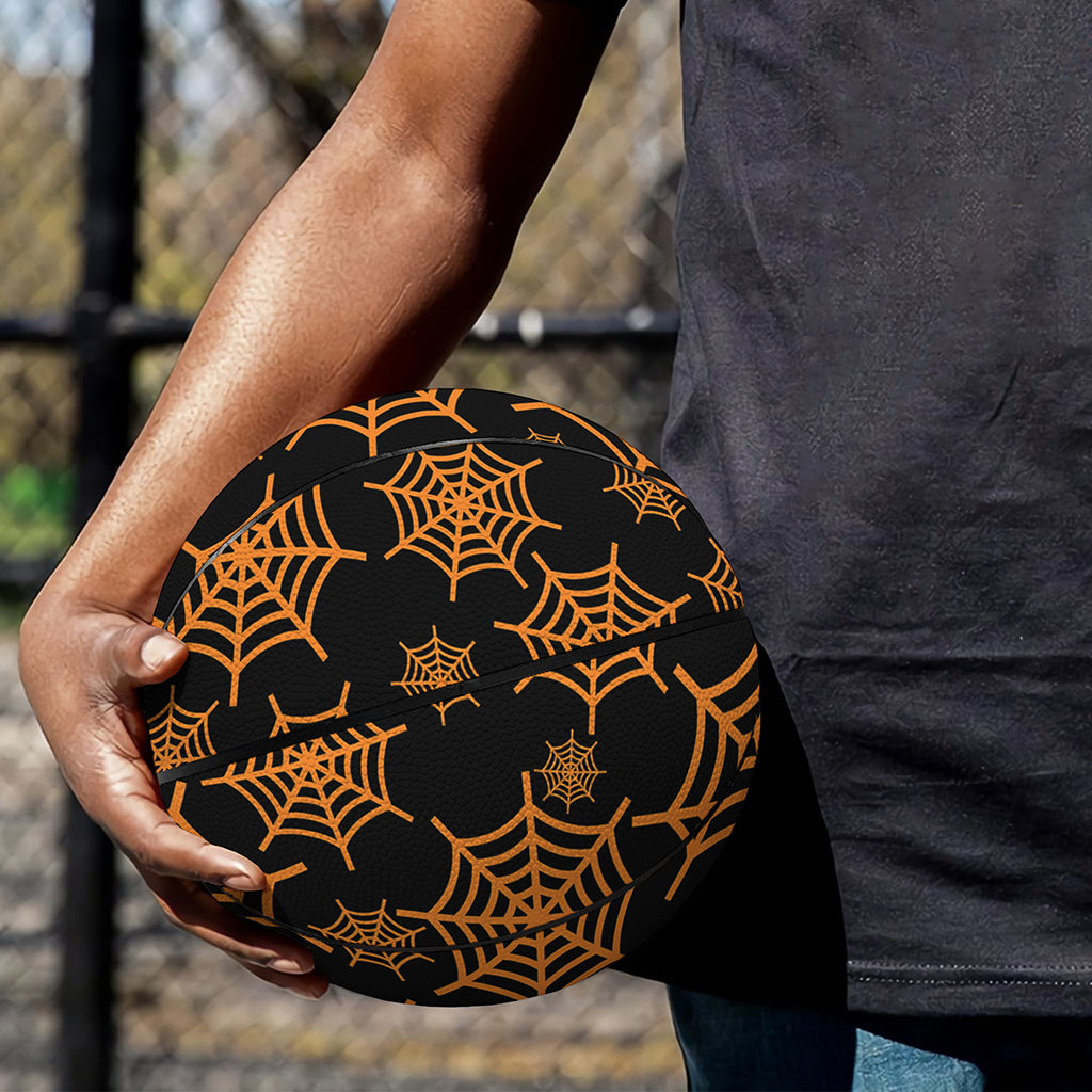 Black And Orange Spider Web Print Basketball – GearFrost