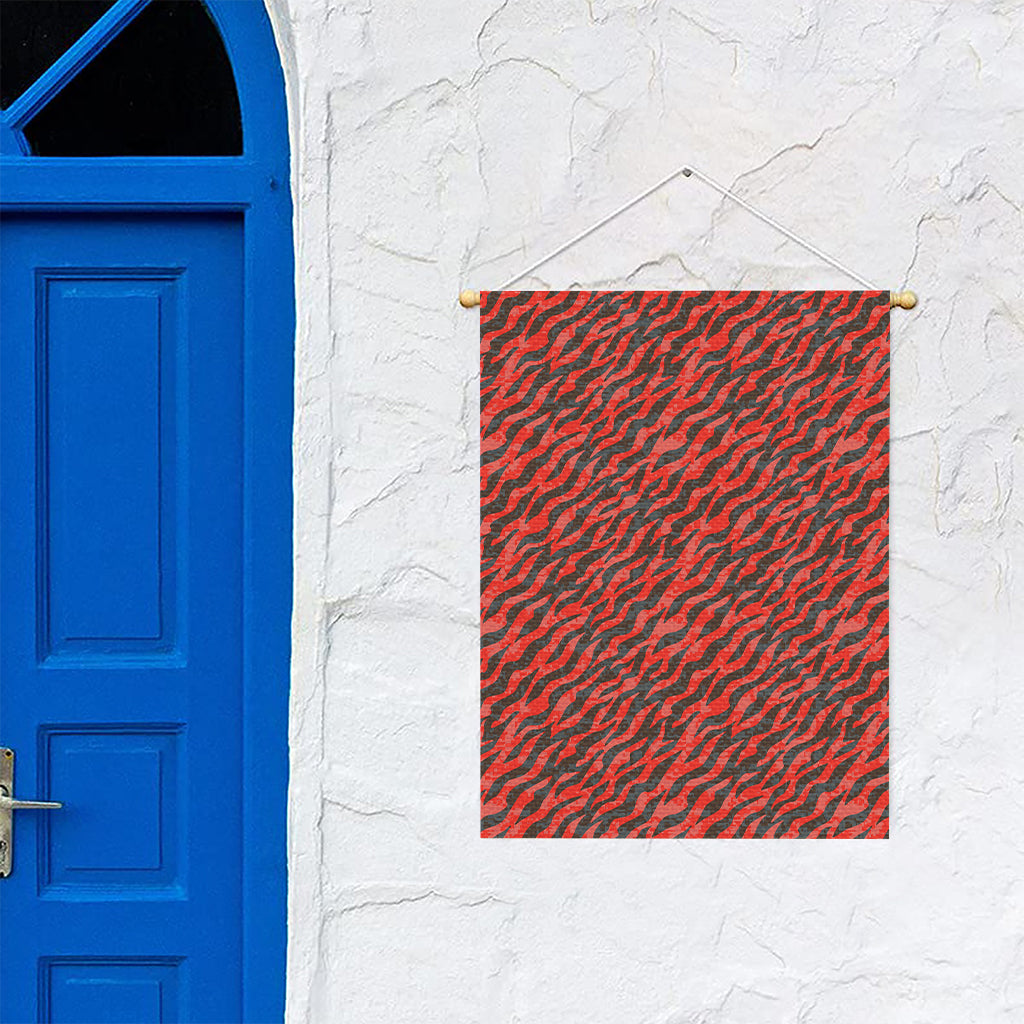 Black And Red Tiger Stripe Camo Print Garden Flag – GearFrost