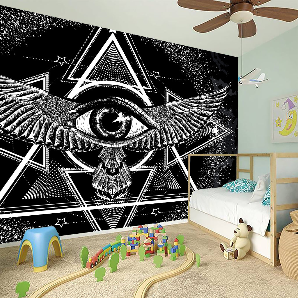 Black And White All Seeing Eye Print Wall Sticker – GearFrost