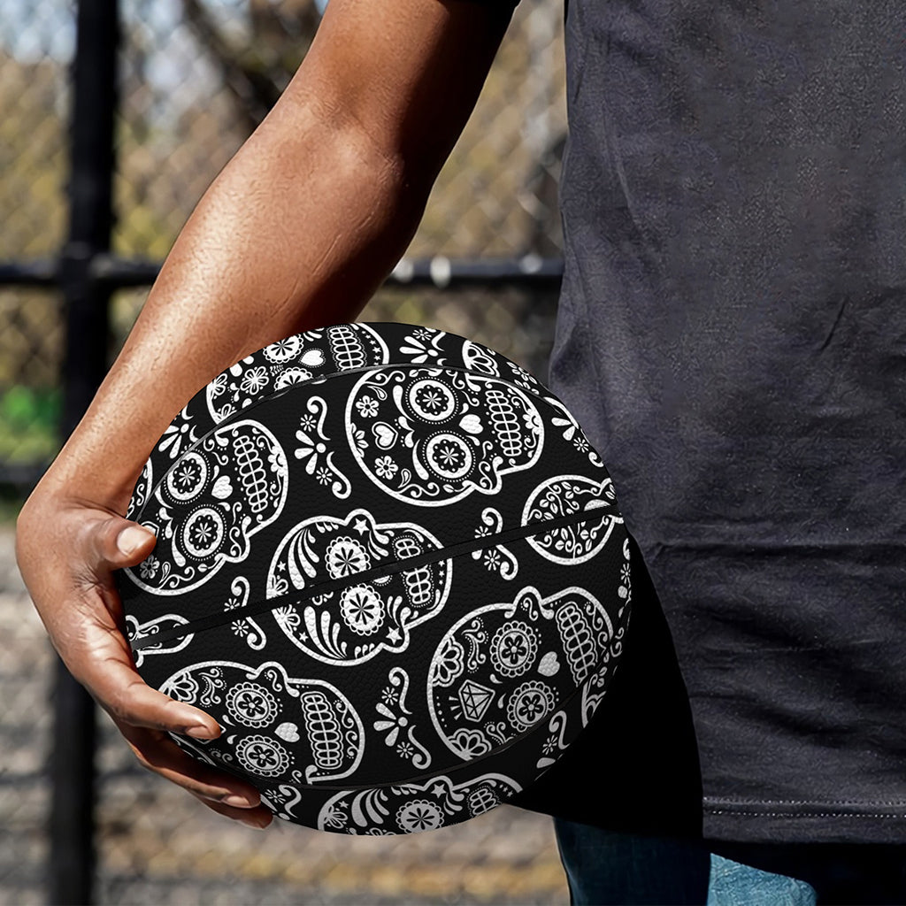 Black And White Calavera Skull Print Basketball – GearFrost