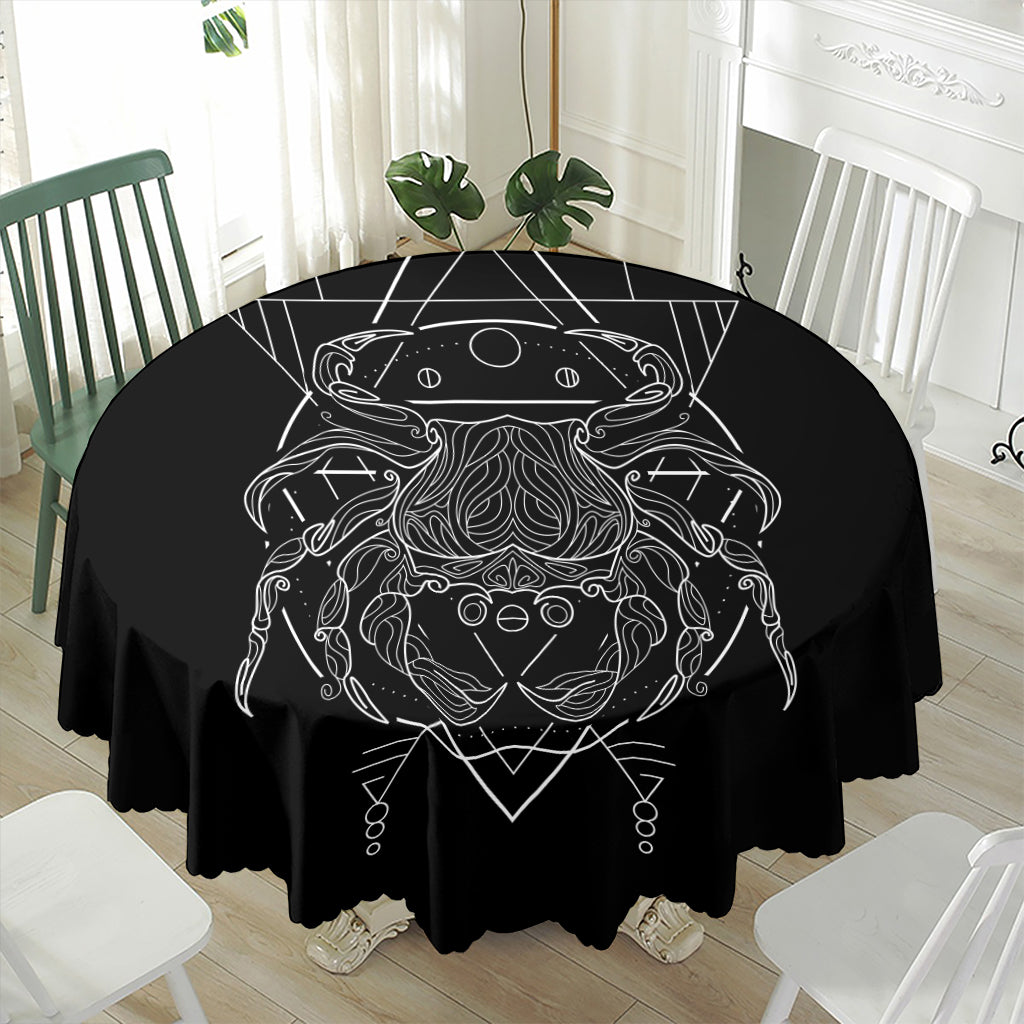 Black And White Cancer Sign Print Waterproof Round Tablecloth – GearFrost