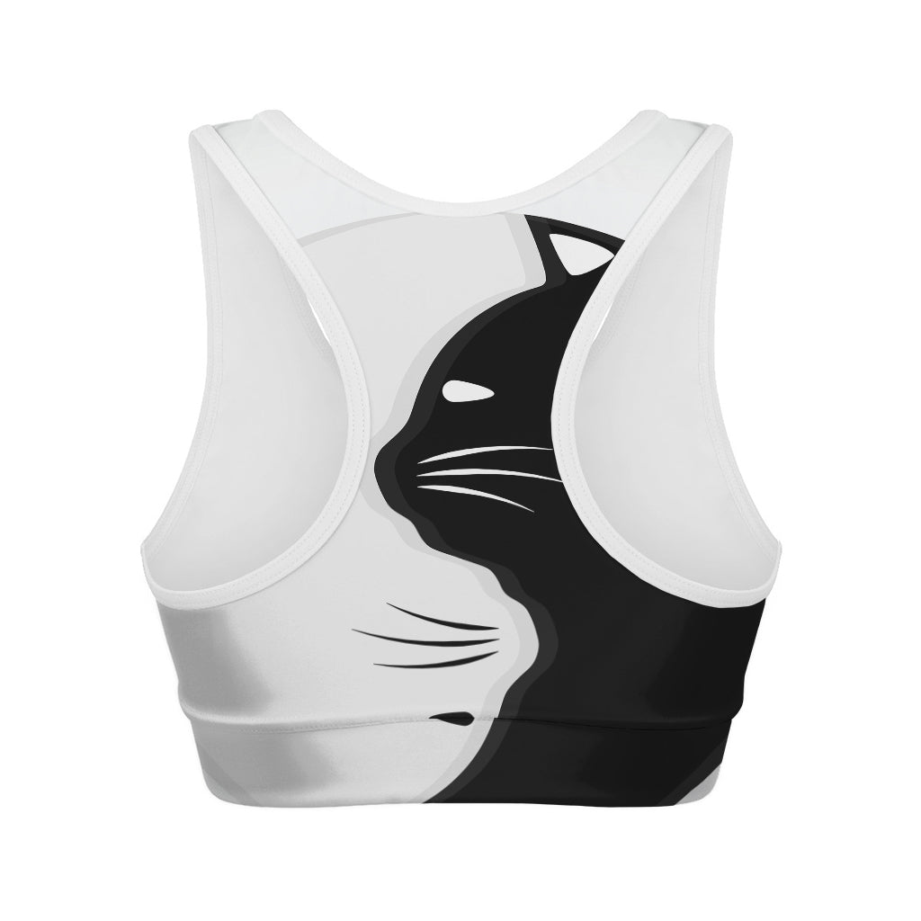 Black And White Cat Yin Yang Print Women's Sports Bra – GearFrost