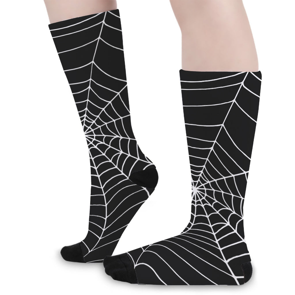 Black And White Cobweb Print Long Socks – GearFrost
