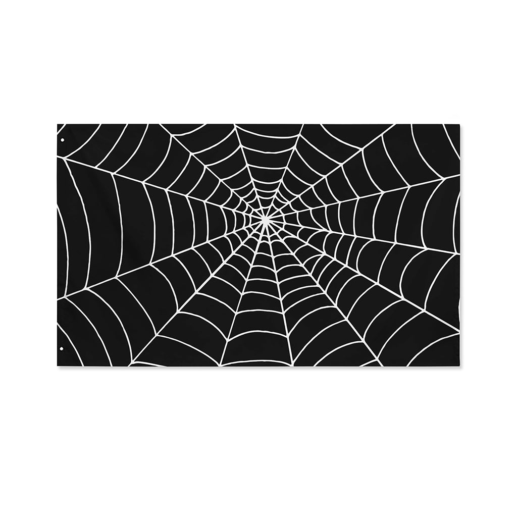 Black And White Cobweb Print Polyester Flag – GearFrost