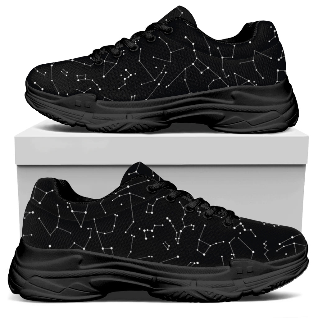 Black And White Constellation Print Black Chunky Shoes – GearFrost