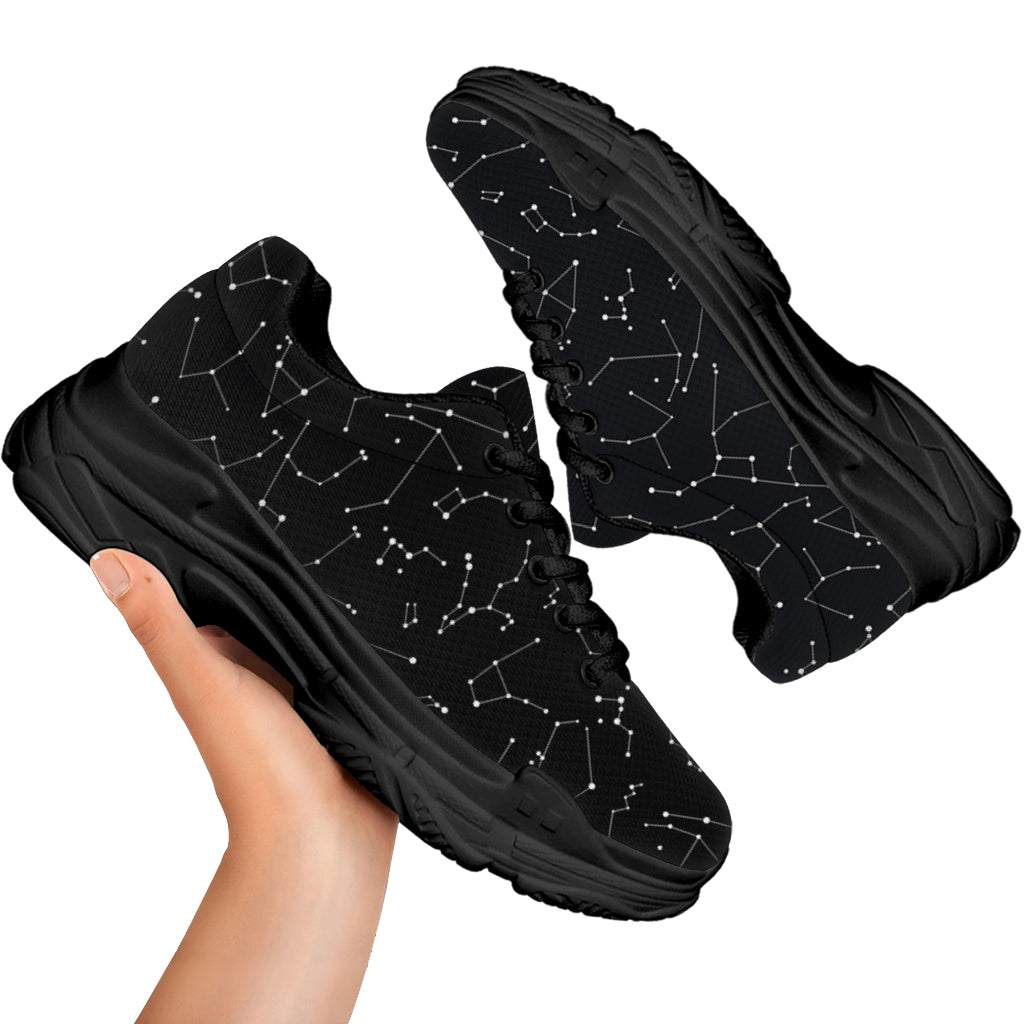 Black And White Constellation Print Black Chunky Shoes – GearFrost