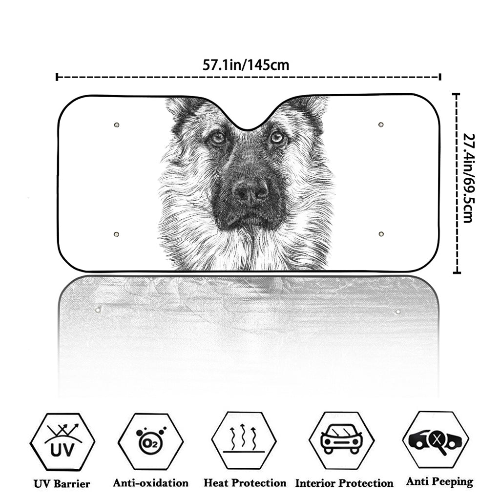 Black And White German Shepherd Print Car Windshield Sun Shade – GearFrost