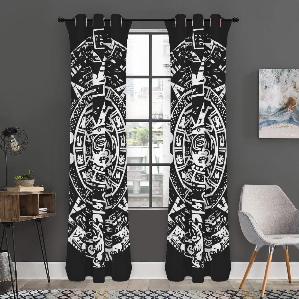 Black And White Maya Calendar Print Grommet Curtain Panels – GearFrost
