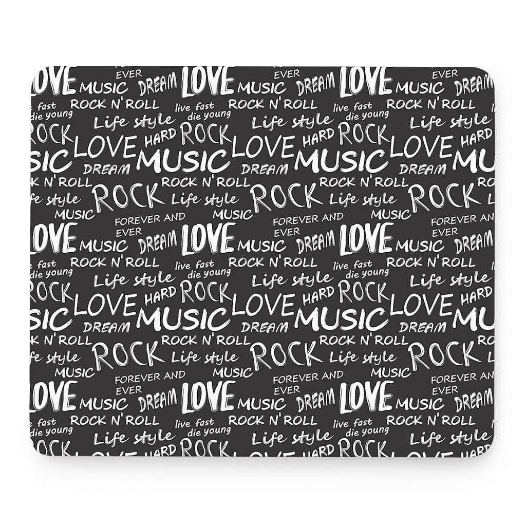 Black And White Rock And Roll Print Mouse Pad – GearFrost