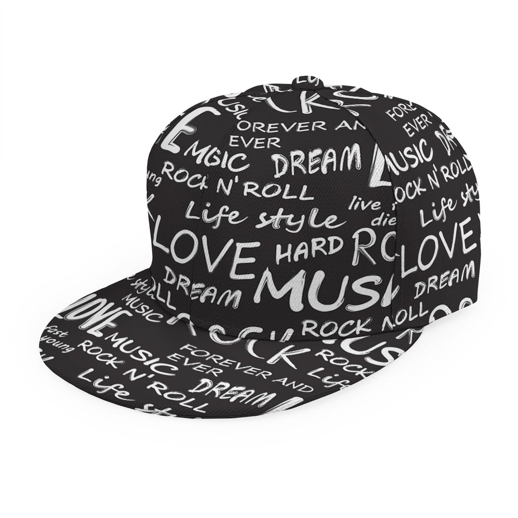 Black And White Rock And Roll Print Snapback Cap – GearFrost