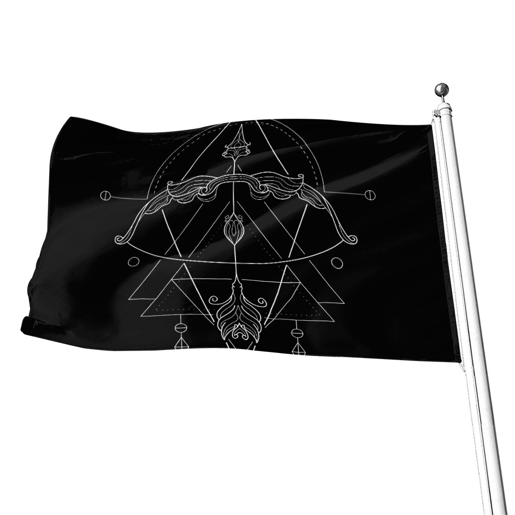 Black And White Sagittarius Sign Print Flag – GearFrost