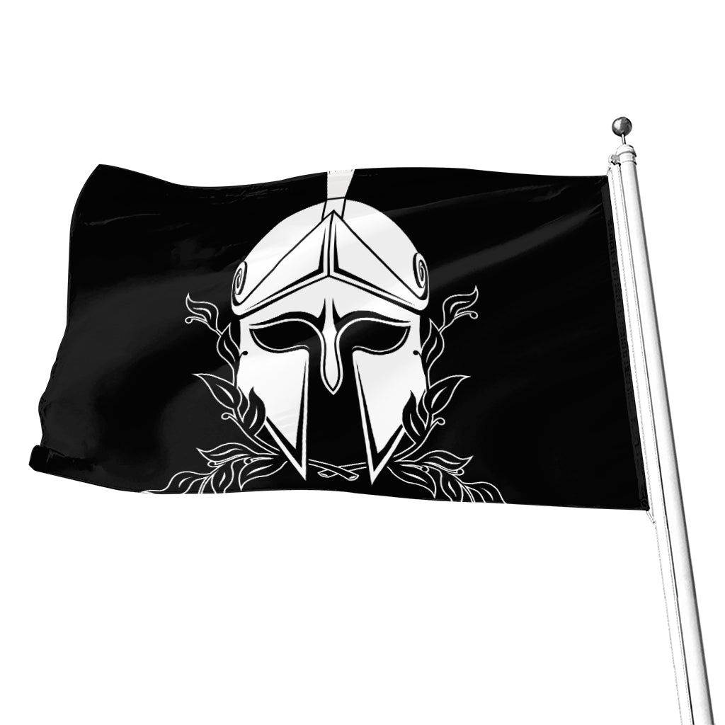 Black And White Spartan Helmet Print Flag – GearFrost