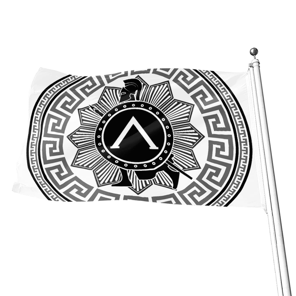 Black And White Spartan Warrior Print Flag – GearFrost