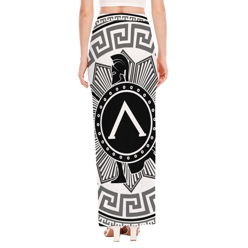 Black And White Spartan Warrior Print High Slit Maxi Skirt – GearFrost