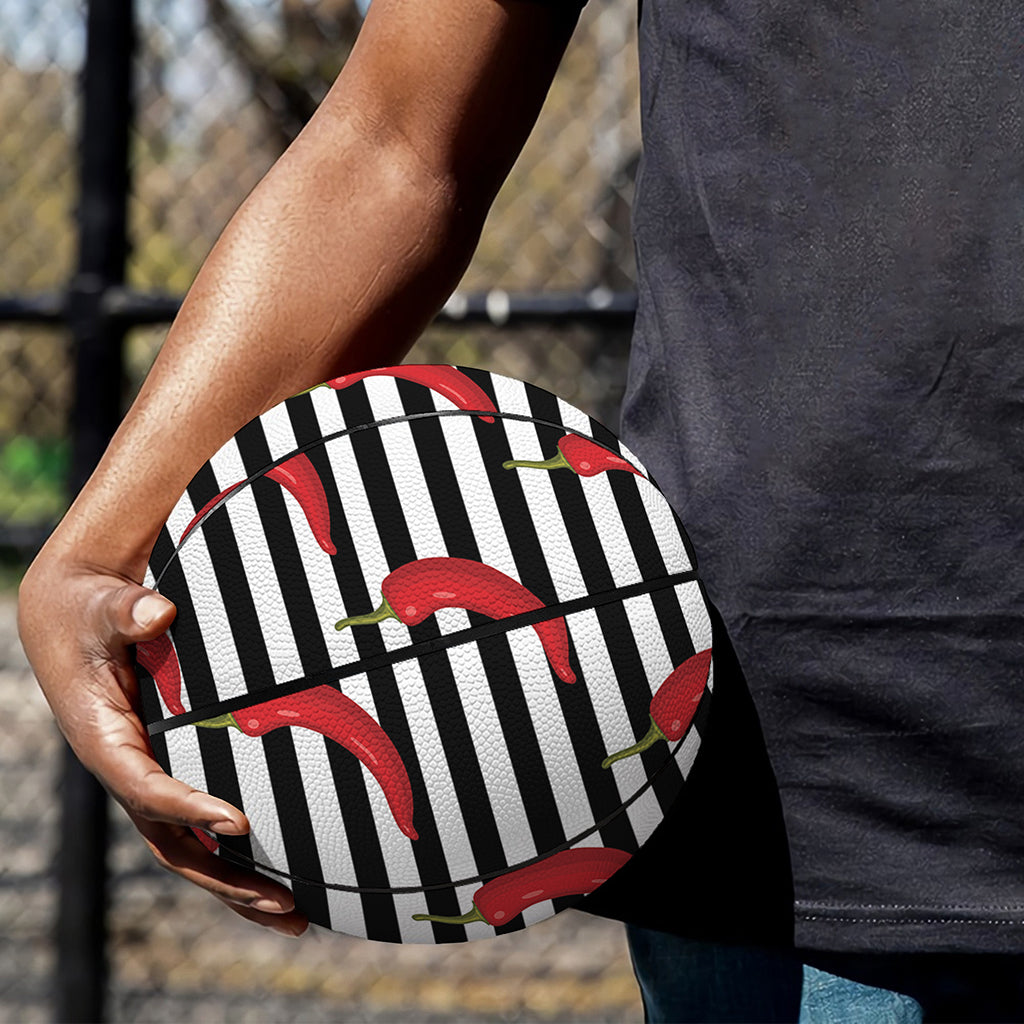 Black And White Striped Chili Print Basketball – GearFrost