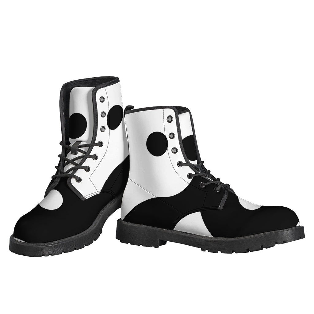 Black And White Yin Yang Symbol Print Lace-Up Boots – GearFrost