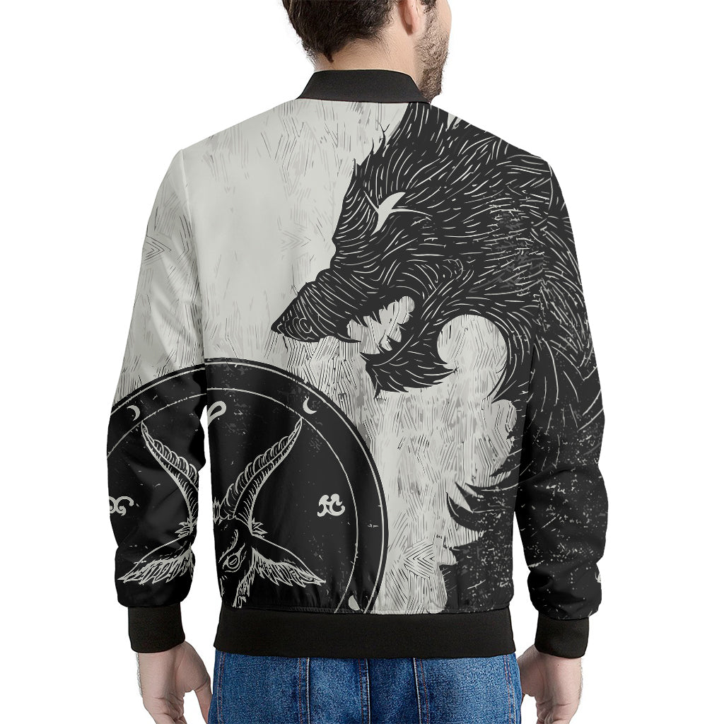 Black Demon Wolf Print Men's Bomber Jacket – GearFrost