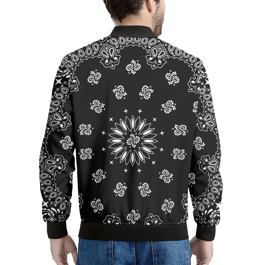 Black Paisley Bandana Print Men's Bomber Jacket – GearFrost