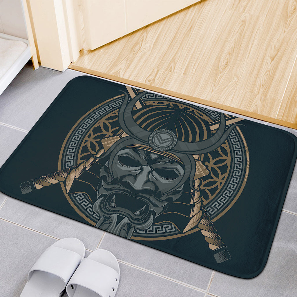 Black Samurai Mask Print Indoor Door Mat – GearFrost