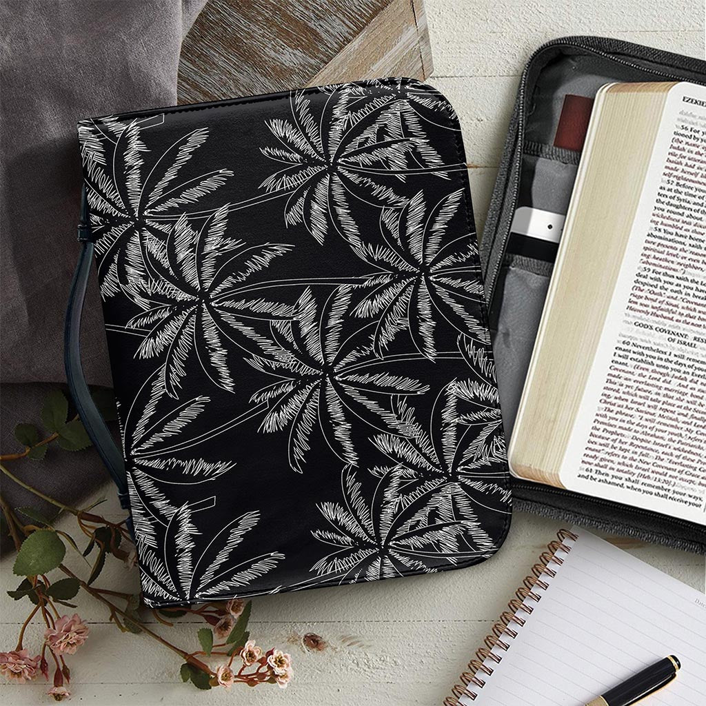 Black White Palm Tree Pattern Print Leather Bible Cover – GearFrost