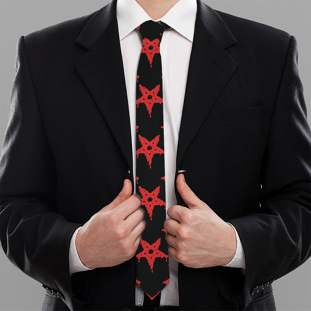 Bloody Satanic Pentagram Pattern Print Necktie – GearFrost