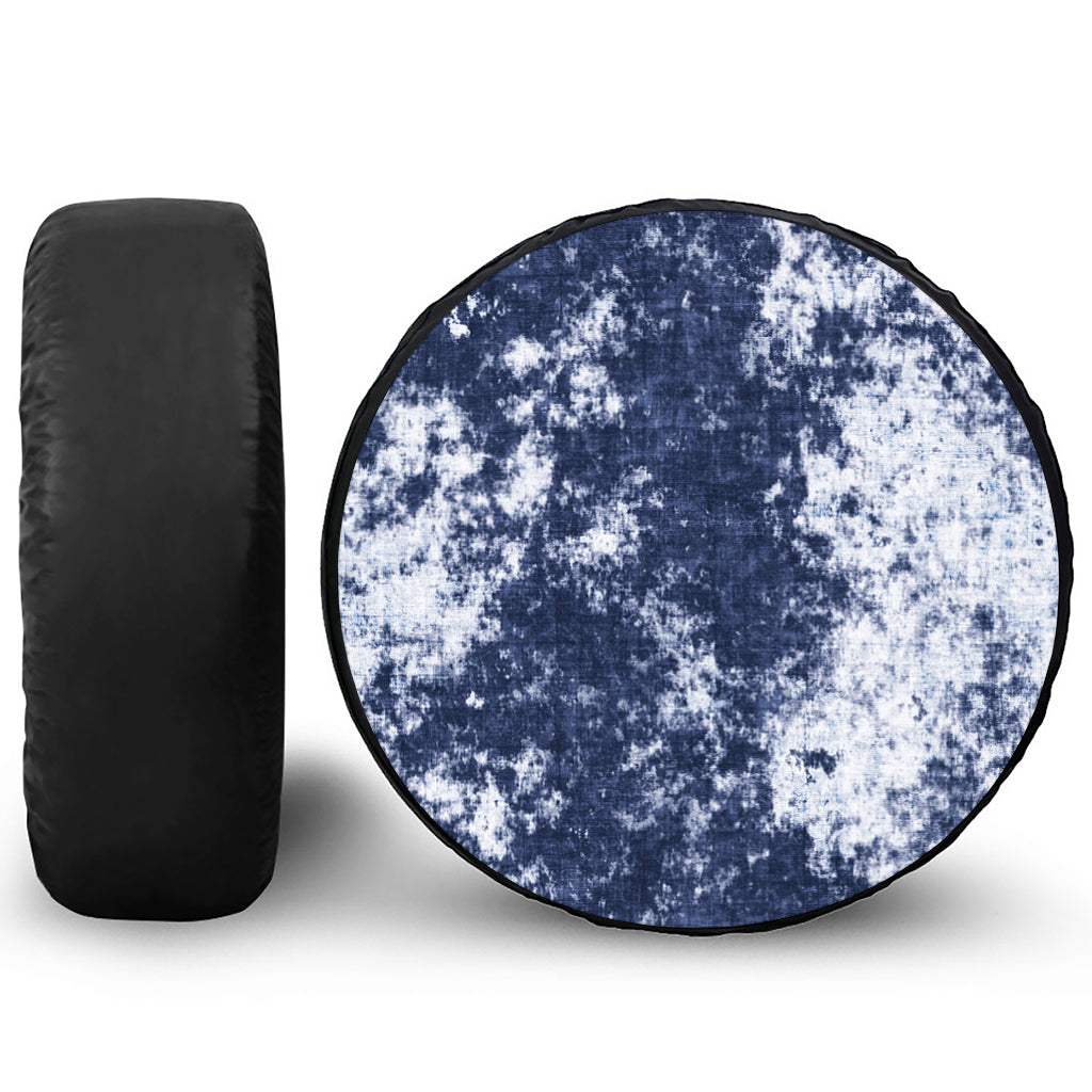 Blue And White Acid Wash Tie Dye Print Leather Spare Tire Cover – GearFrost