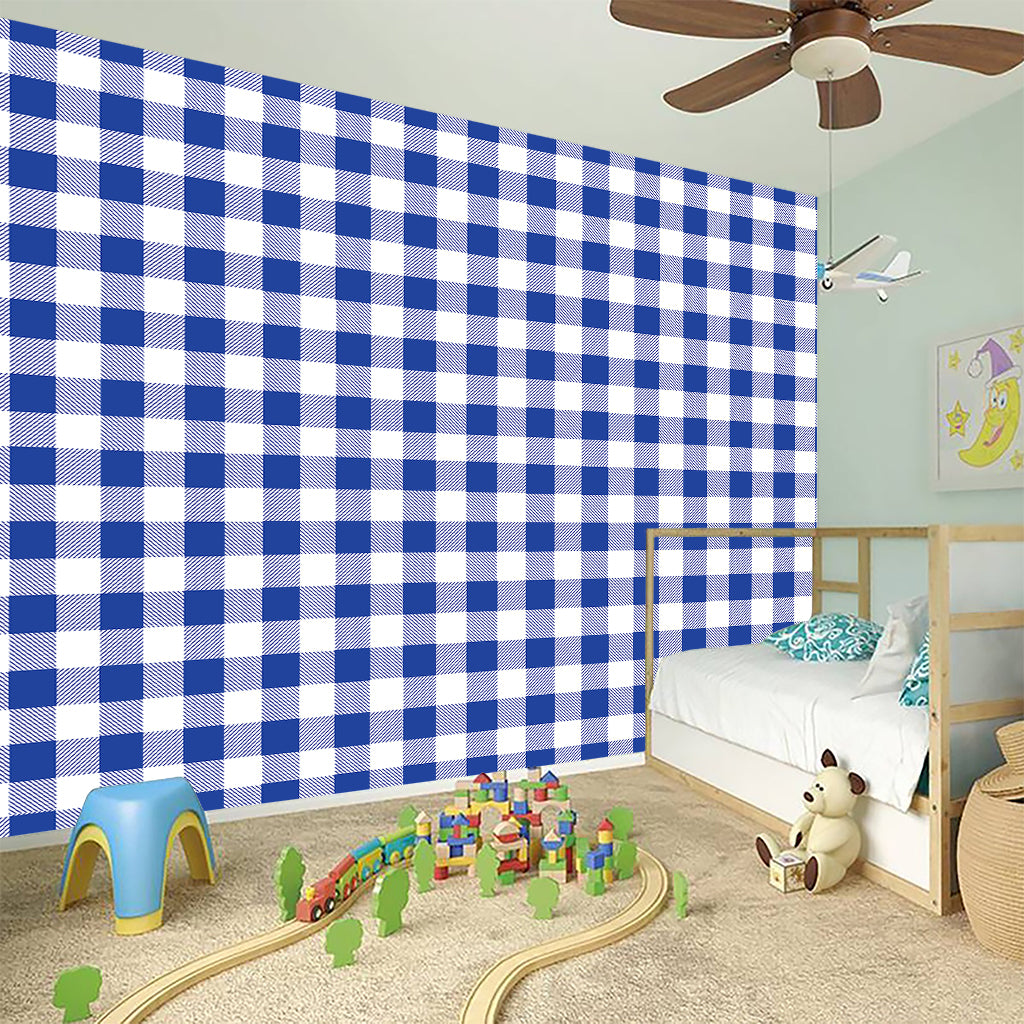 Blue And White Buffalo Check Print Wall Sticker – GearFrost